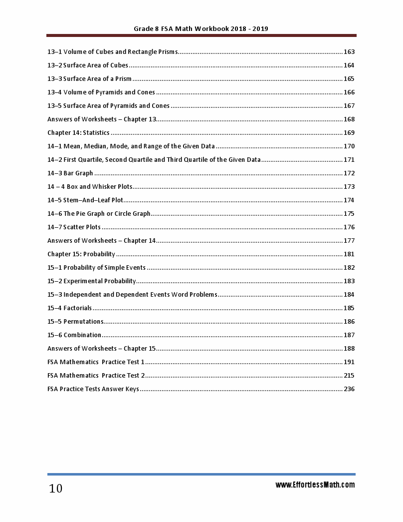 Grade 8 FSA Mathematics Workbook 2018-2019: A Comprehensive Review and ...