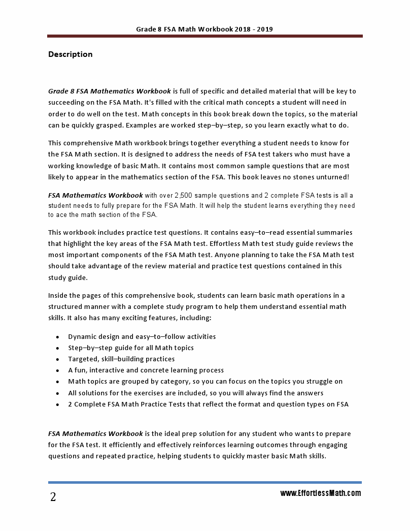 Grade 8 FSA Mathematics Workbook 2018-2019: A Comprehensive Review and ...