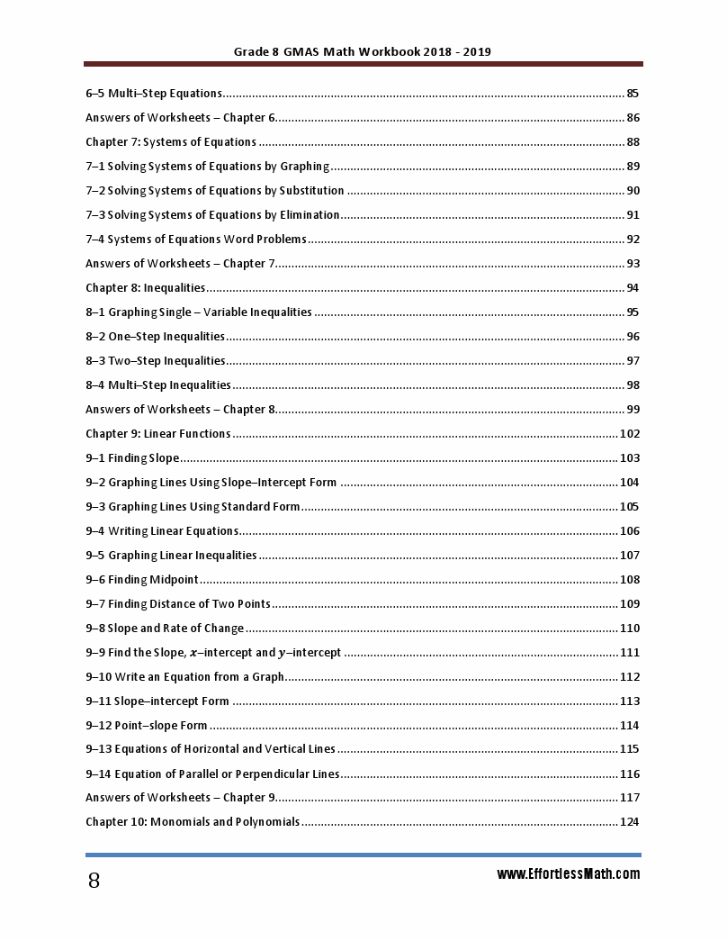 Grade 8 Georgia Milestones Mathematics Workbook 2018-2019: A ...