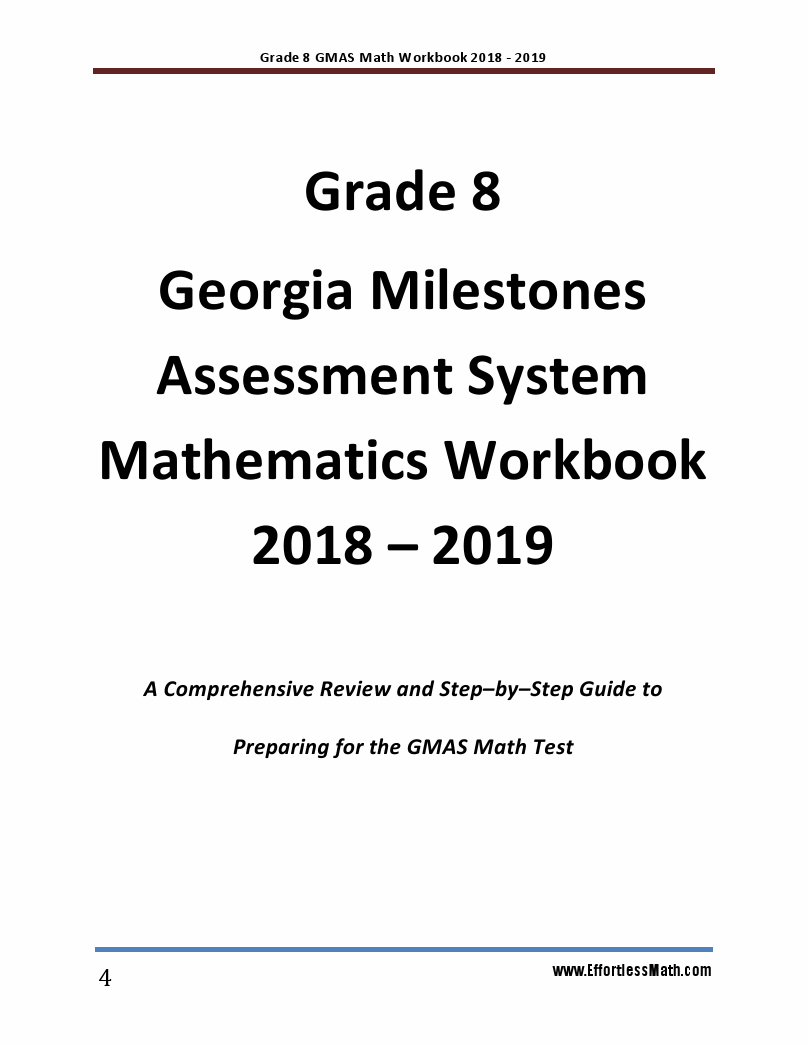 Grade 8 Georgia Milestones Mathematics Workbook 2018-2019: A ...