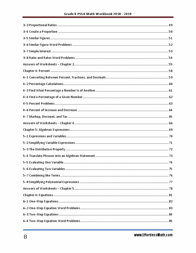 Grade 8 PSSA Mathematics Workbook 2018 – 2019: A Comprehensive Review ...