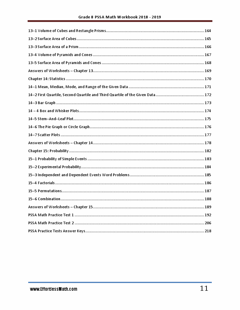 Grade 8 PSSA Mathematics Workbook 2018 – 2019: A Comprehensive Review ...