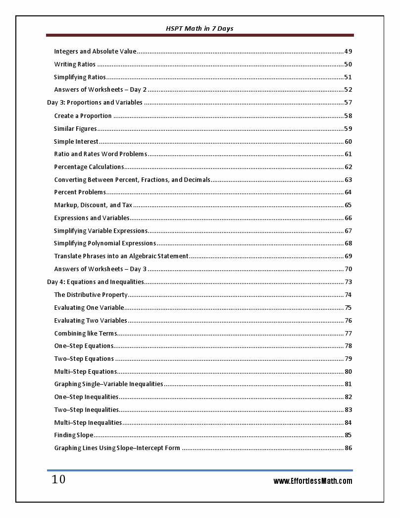 HSPT Math in 7 Days: Step-By-Step Guide to Preparing for the HSPT Math ...