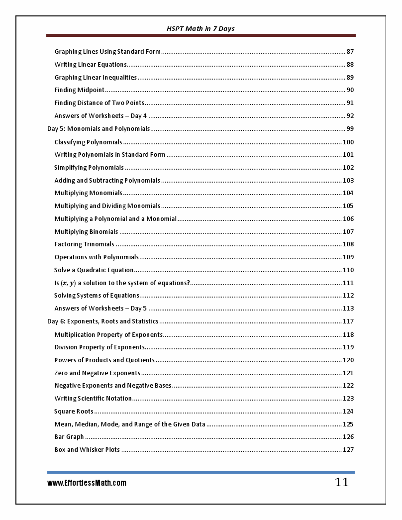 HSPT Math in 7 Days: Step-By-Step Guide to Preparing for the HSPT Math ...