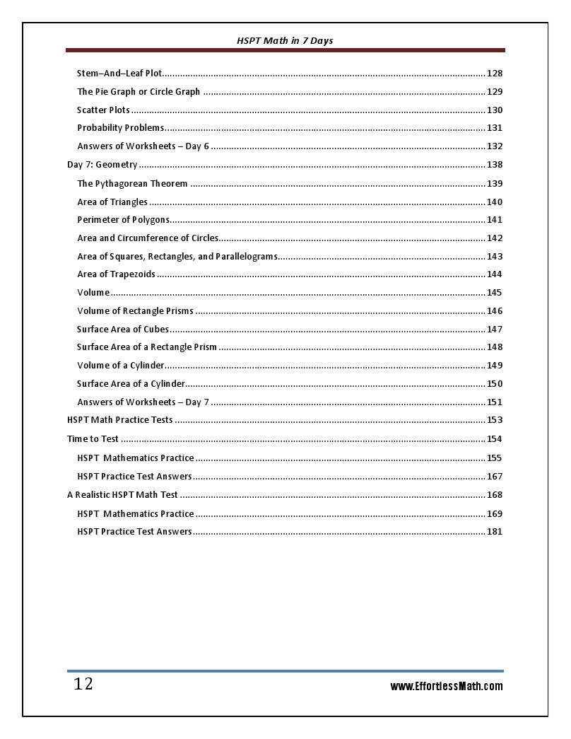 HSPT Math in 7 Days: Step-By-Step Guide to Preparing for the HSPT Math ...