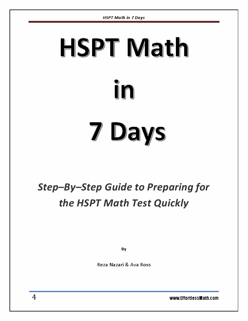 HSPT Math in 7 Days: Step-By-Step Guide to Preparing for the HSPT Math ...
