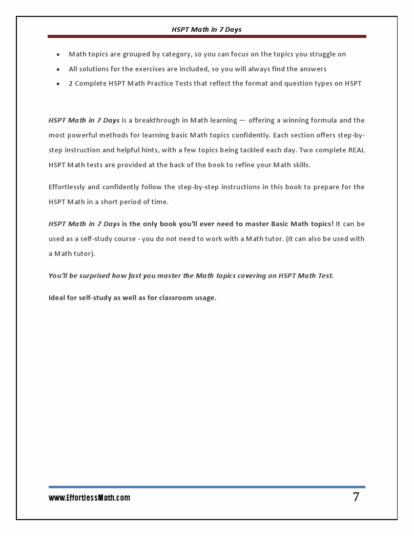 HSPT Math in 7 Days: Step-By-Step Guide to Preparing for the HSPT Math ...