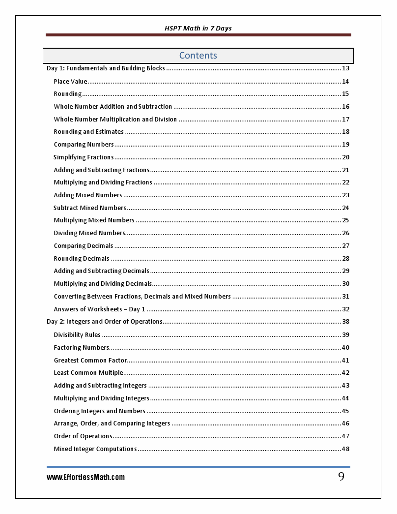 HSPT Math in 7 Days: Step-By-Step Guide to Preparing for the HSPT Math ...
