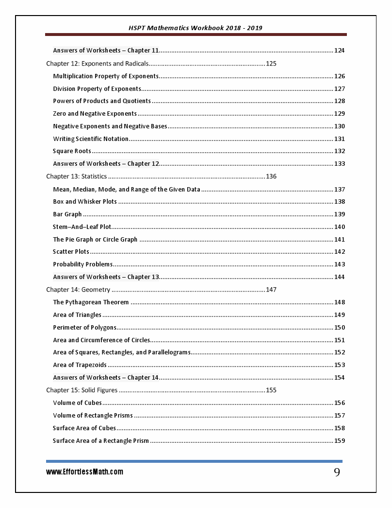 HSPT Mathematics Workbook 2018-2019: A Comprehensive Review and Step-by ...