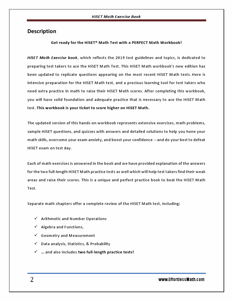 HiSET Math Exercise Book: Student Workbook and Two Realistic HiSET Math ...