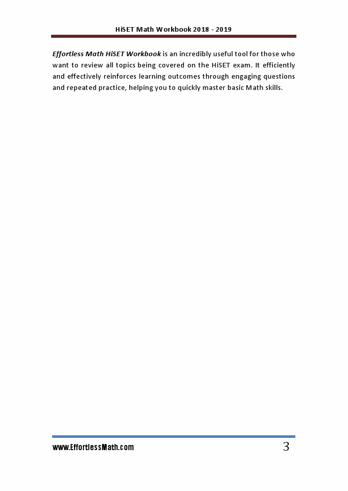 HiSET Math Workbook - : Review for the Math | Effortless Math