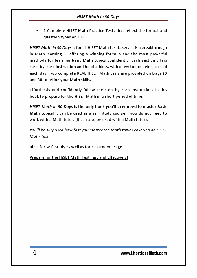 HiSET Math in 30 Days: The Ultimate Crash Course to Preparing for the ...
