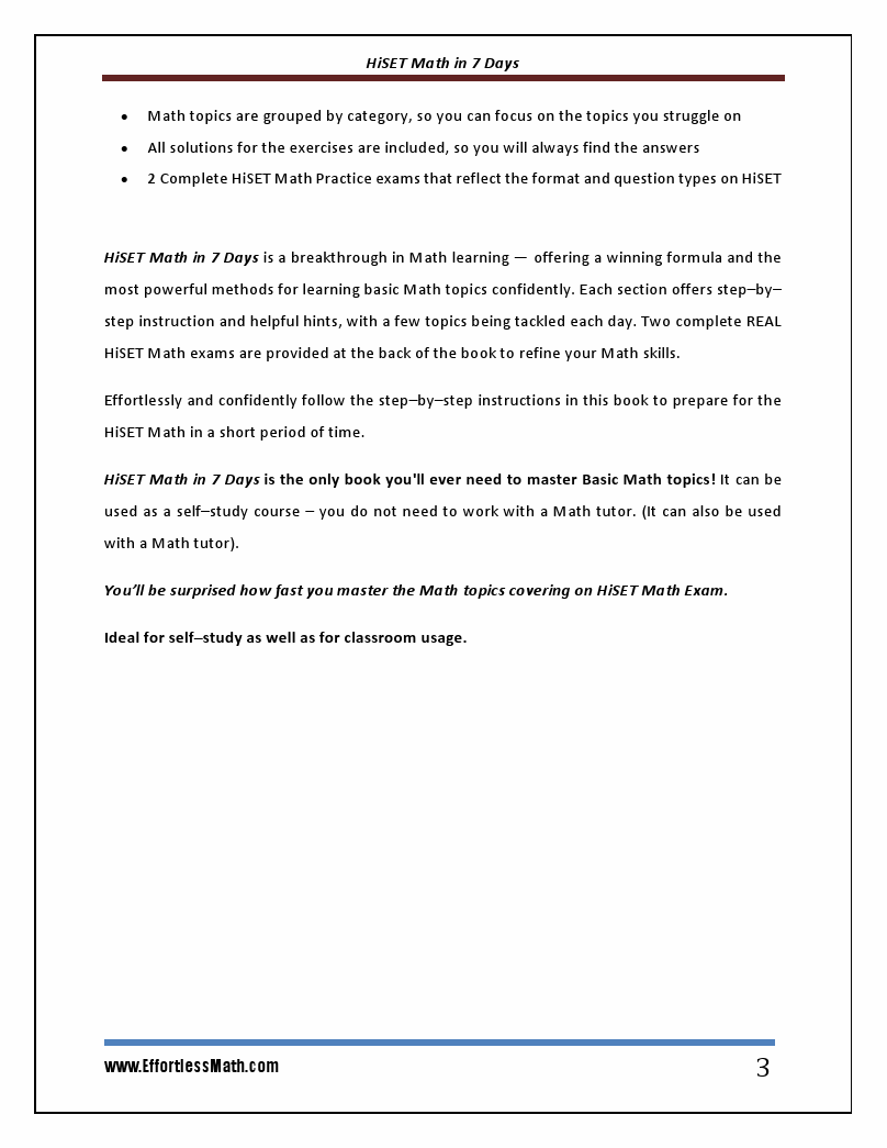 HiSET Math in 7 Days: Step-By-Step Guide to Preparing for the HiSET ...