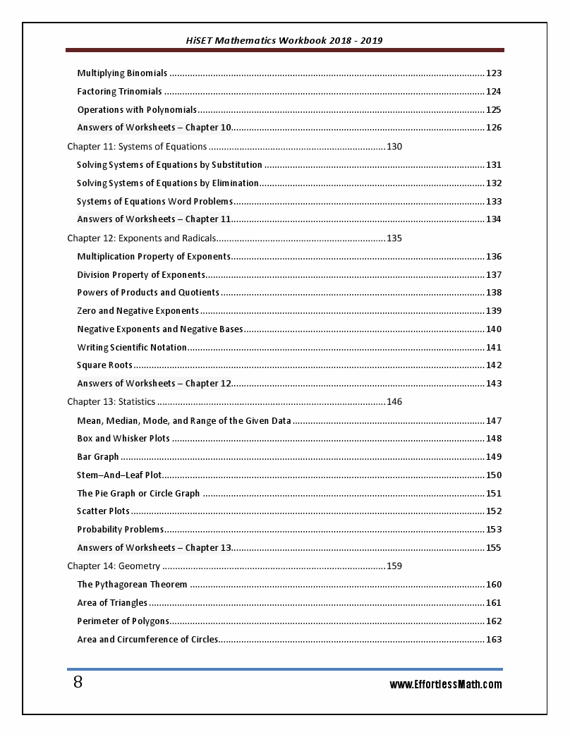 HiSET Mathematics Workbook 2018 – 2019: A Comprehensive Review and Step ...