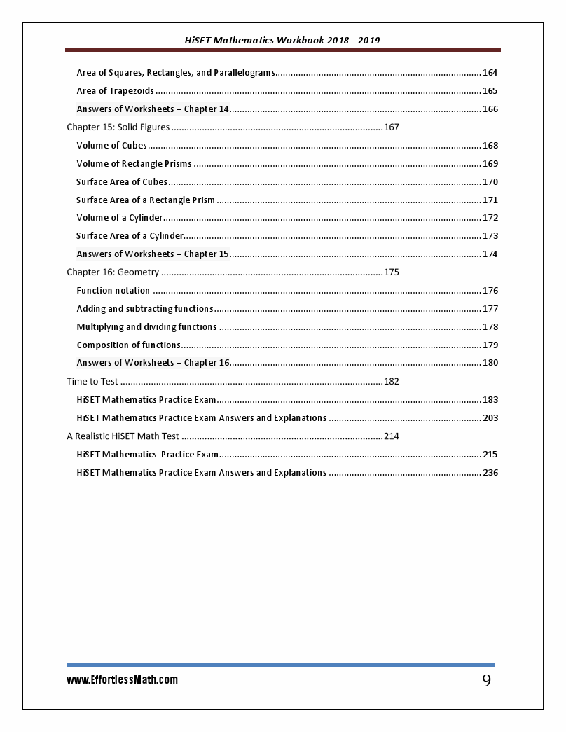 HiSET Mathematics Workbook 2018 – 2019: A Comprehensive Review and Step ...