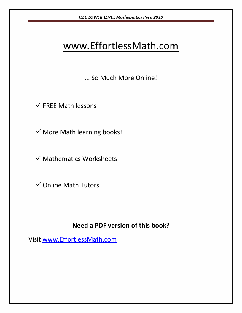 ISEE Lower Level Mathematics Prep 2019: A Comprehensive Review and ...