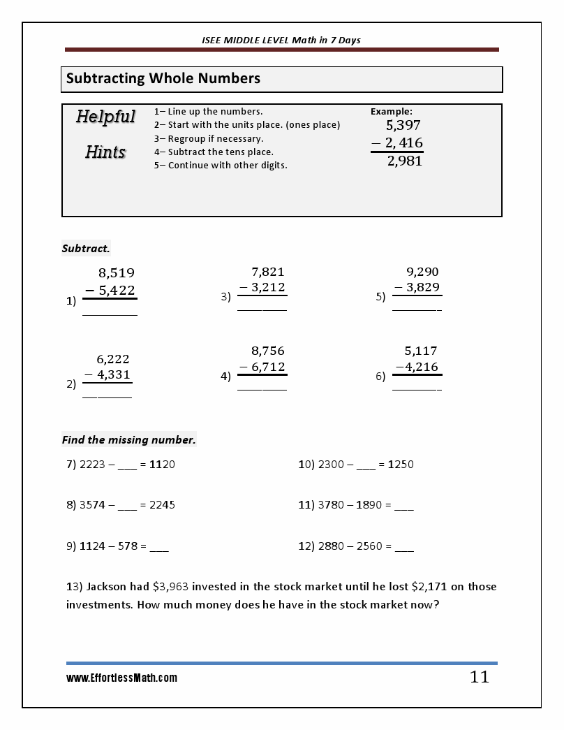 ISEE Middle Level Math in 7 Days | Effortless Math