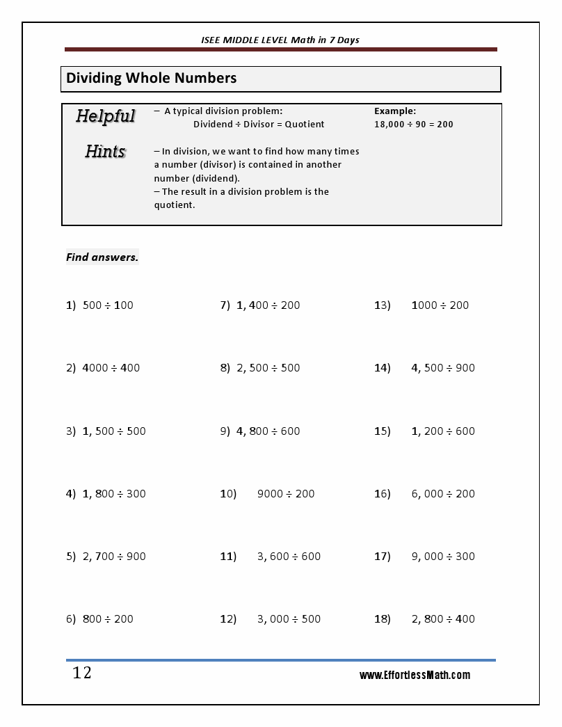 ISEE Middle Level Math in 7 Days | Effortless Math