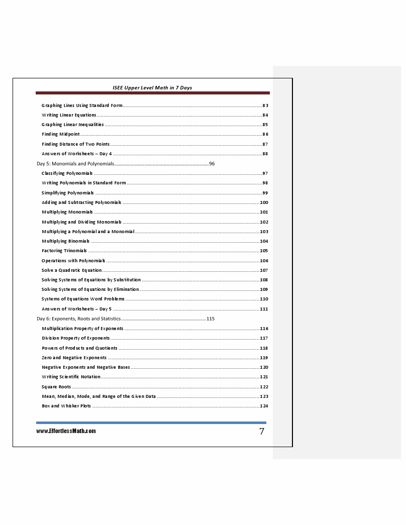 ISEE Upper Level Math in 7 Days: Step-By-Step Guide to Preparing for ...