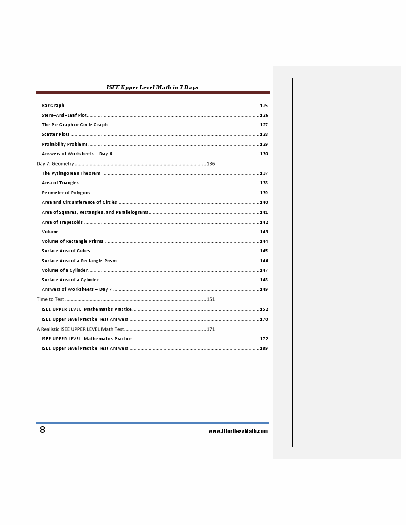 ISEE Upper Level Math in 7 Days: Step-By-Step Guide to Preparing for ...