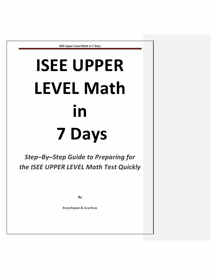 ISEE Upper Level Math in 7 Days: Step-By-Step Guide to Preparing for ...