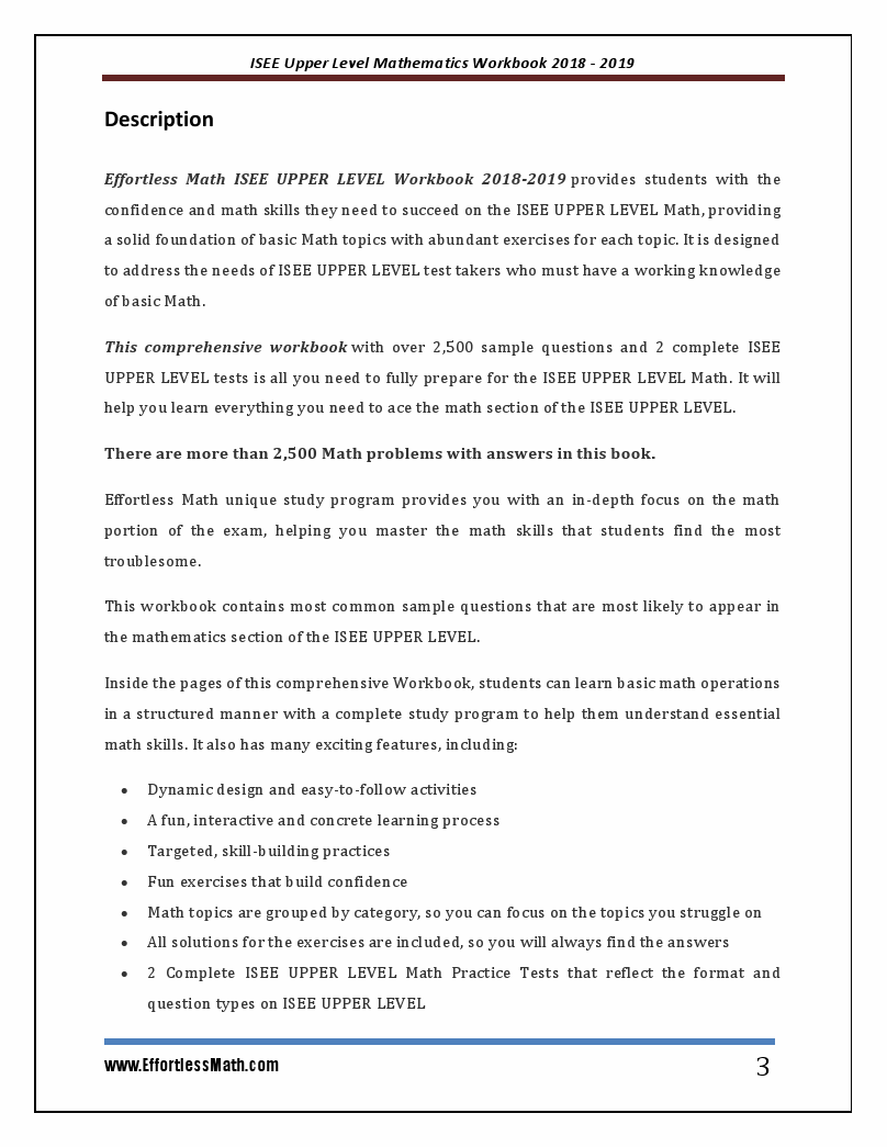 ISEE Upper Level Math Workbook -: A | Effortless Math