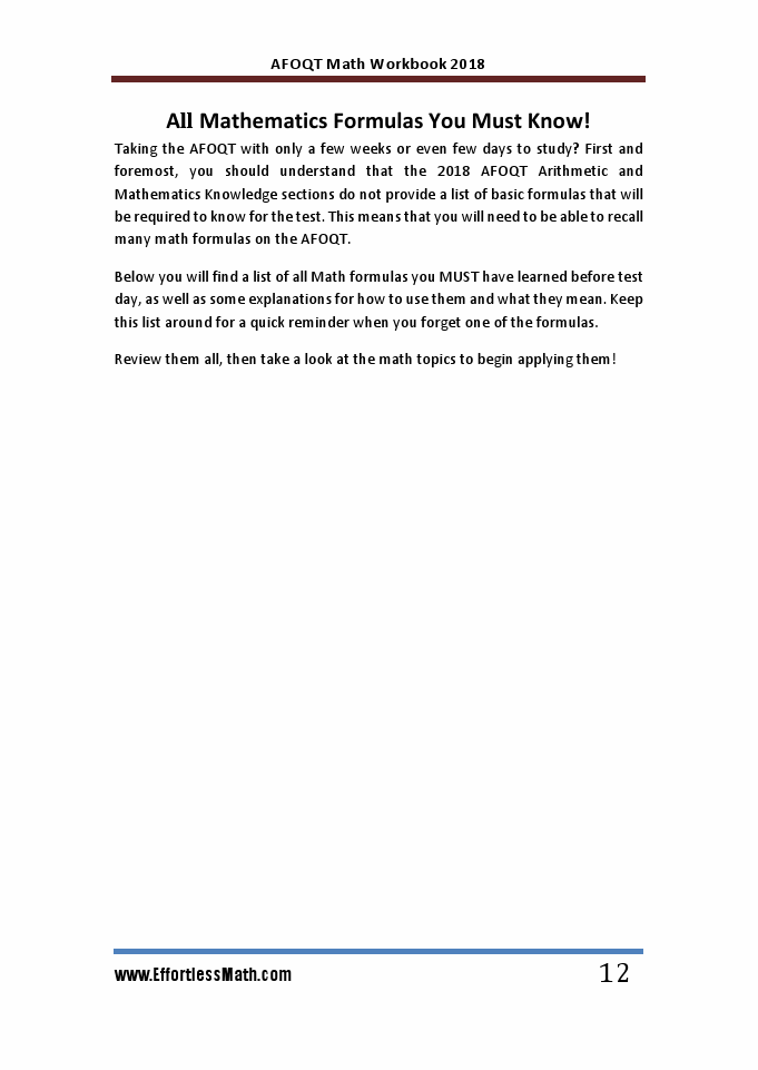 Math Workbook for AFOQT 2018: The Most Comprehensive Review for the ...