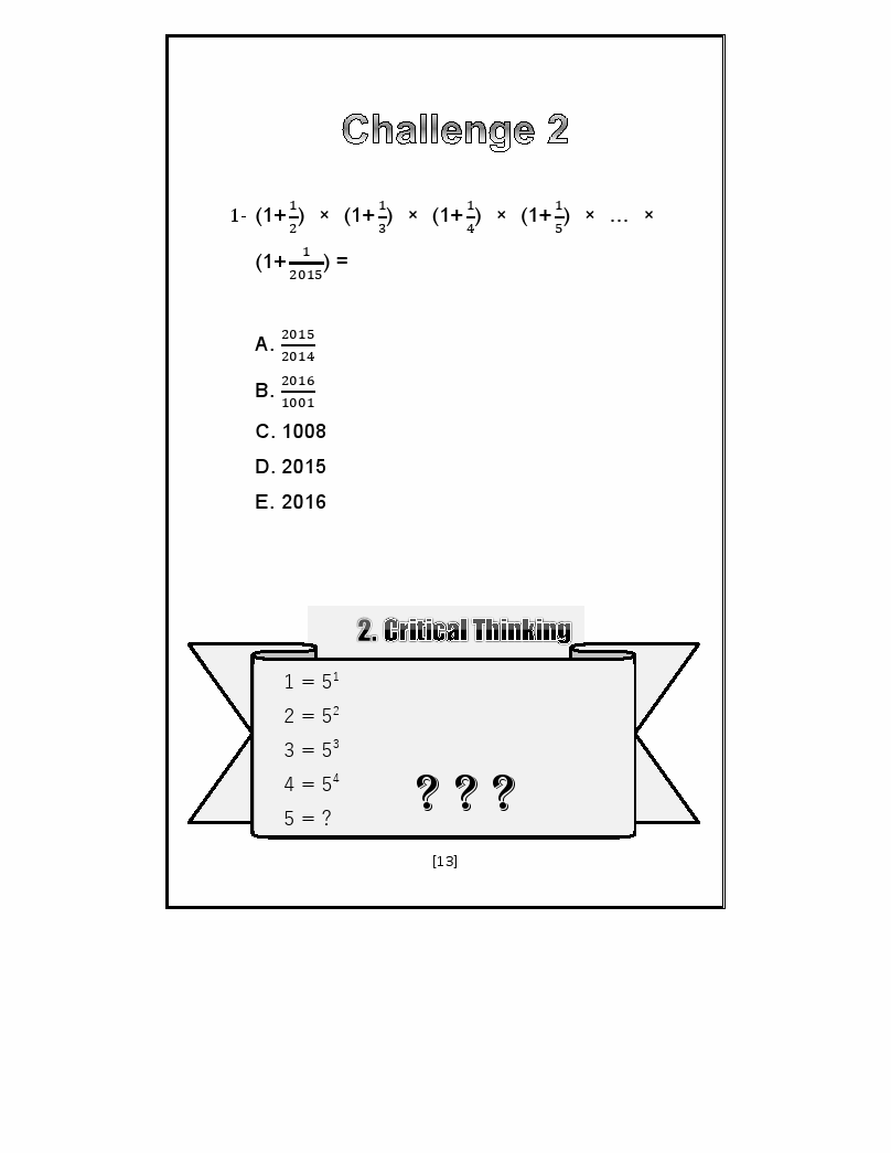 Math and Critical Thinking Challenges: For the Middle and High School ...