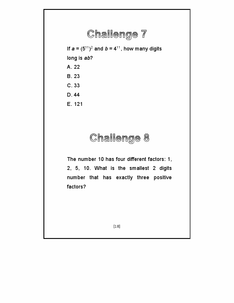 Math and Critical Thinking Challenges: For the Middle and High School ...