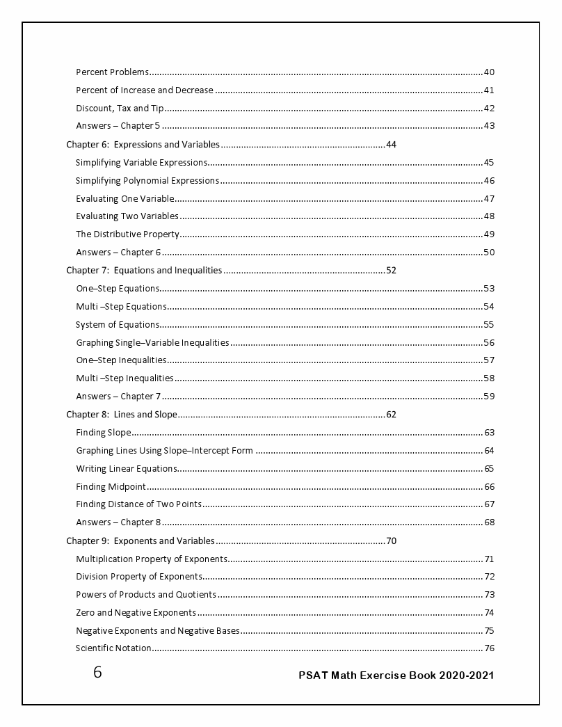 PSAT Math Exercise Book 2020-2021: Student Workbook and Two Full-Length ...