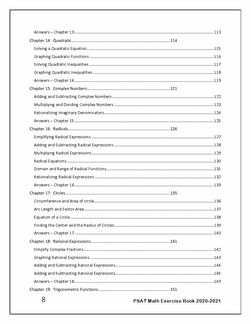 PSAT Math Exercise Book 2020-2021: Student Workbook and Two Full-Length ...