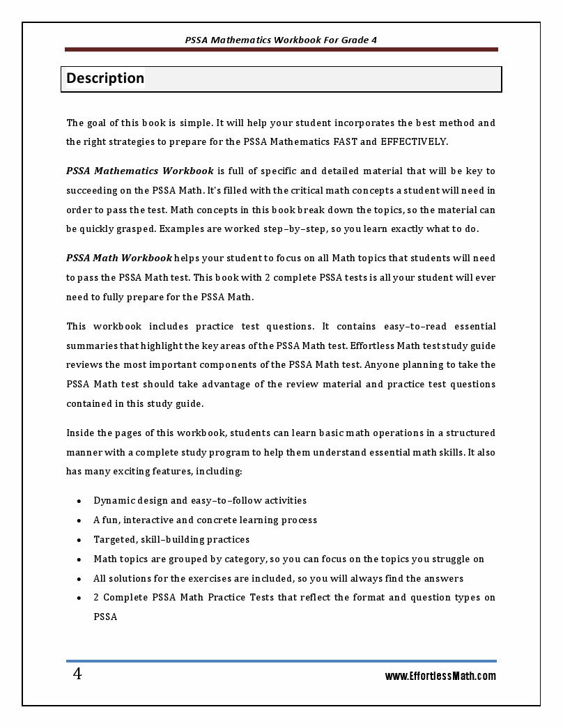 PSSA Mathematics Workbook For Grade 4: Step-By-Step Guide to Preparing ...