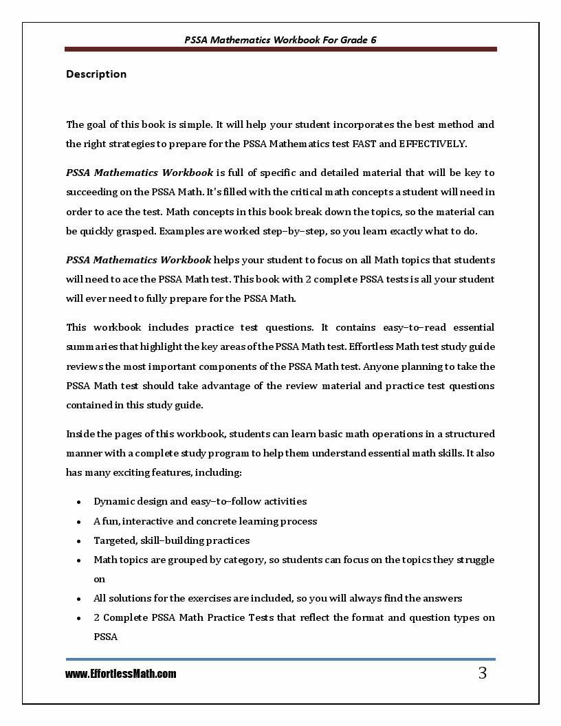 PSSA Mathematics Workbook For Grade 6: Step-By-Step Guide to Preparing ...