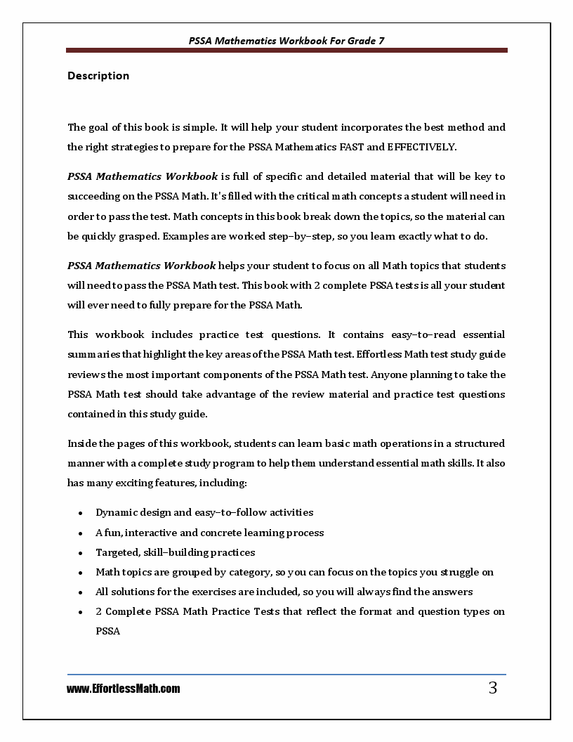 PSSA Mathematics Workbook For Grade 7: Step-By-Step Guide to Preparing ...