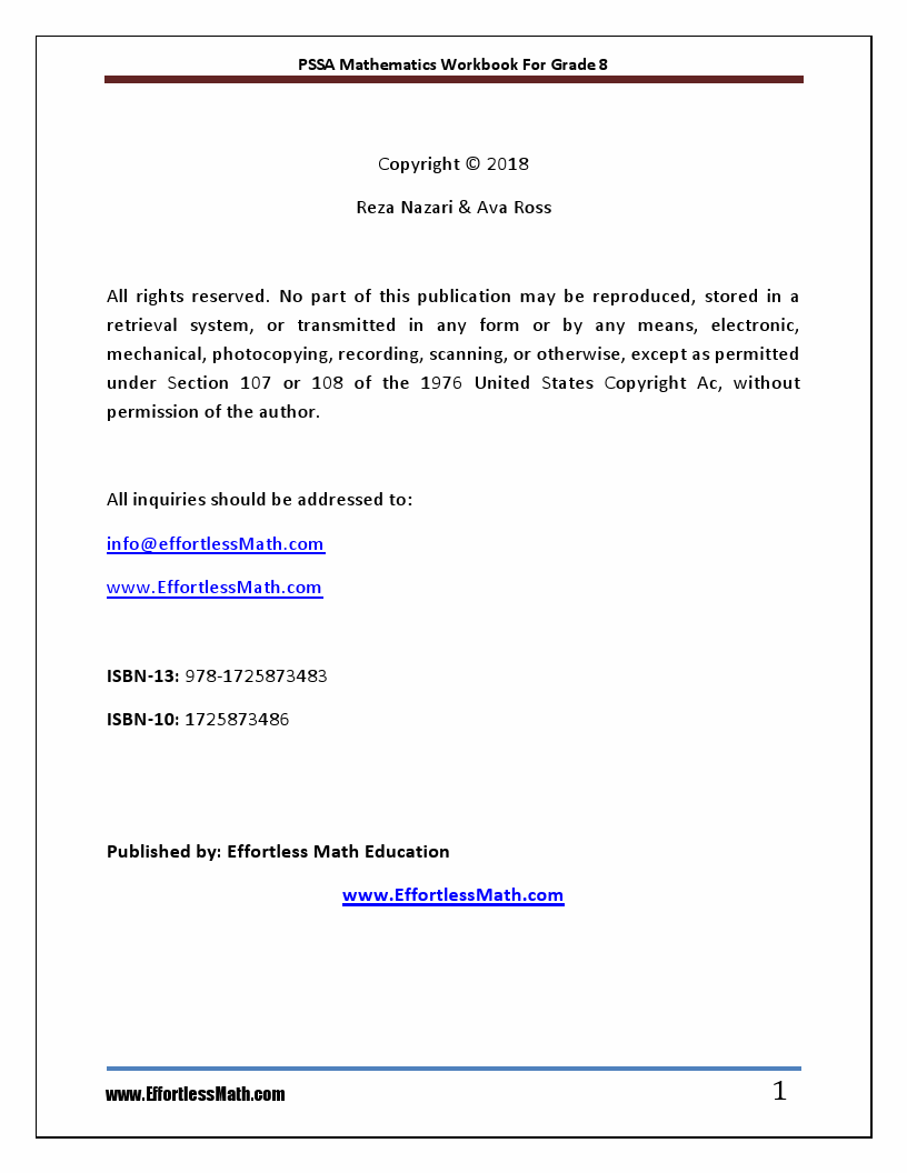 PSSA Mathematics Workbook For Grade 8: Step-By-Step Guide to Preparing ...