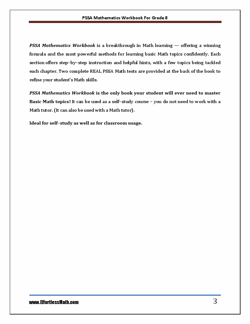 PSSA Mathematics Workbook For Grade 8: Step-By-Step Guide to Preparing ...