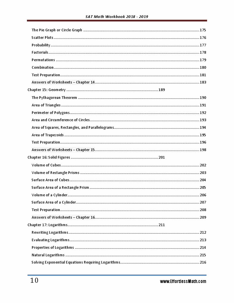 Sat Math Workbook 2018 2019 A Comprehensive Review And Step By Step