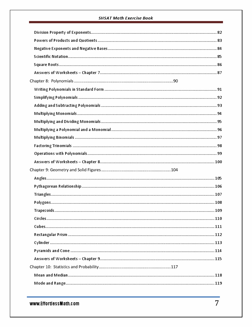 SHSAT Math Exercise Book: Student Workbook and Two Realistic SHSAT Math ...