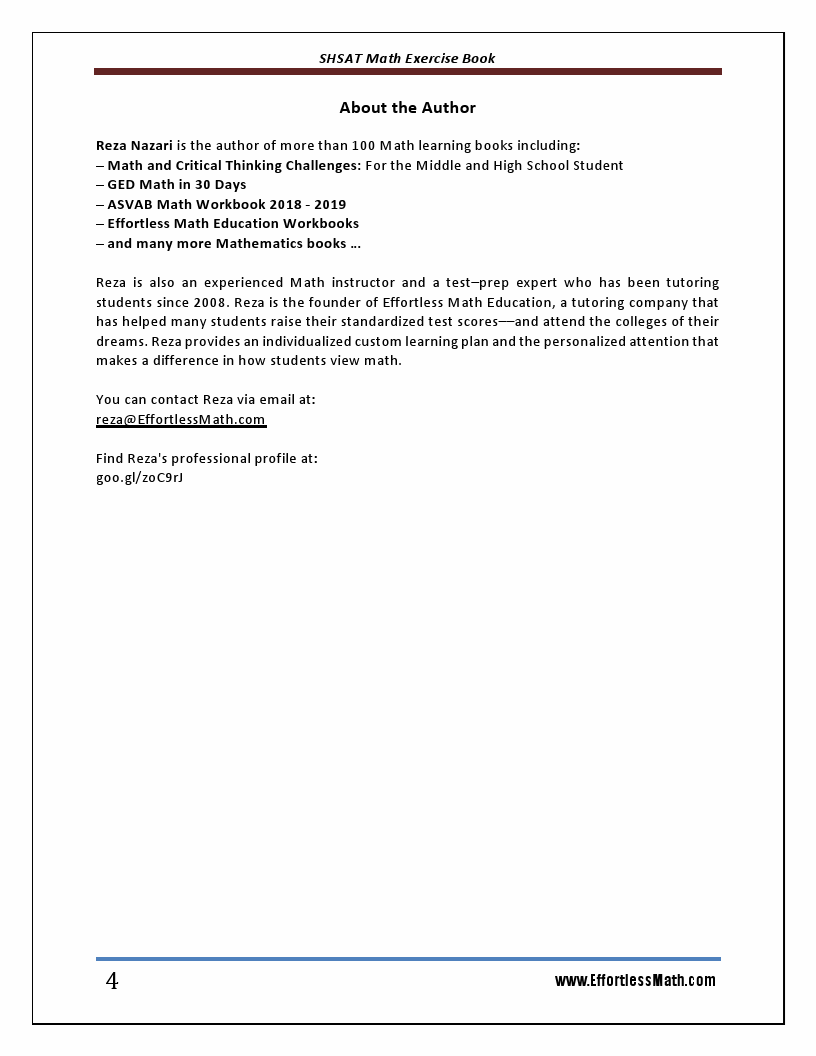 SHSAT Math Exercise Book: Student Workbook and Two Realistic SHSAT Math ...