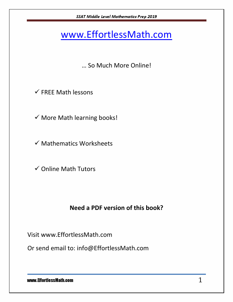 SSAT Middle Level Mathematics Prep 2019: A Comprehensive Review and ...