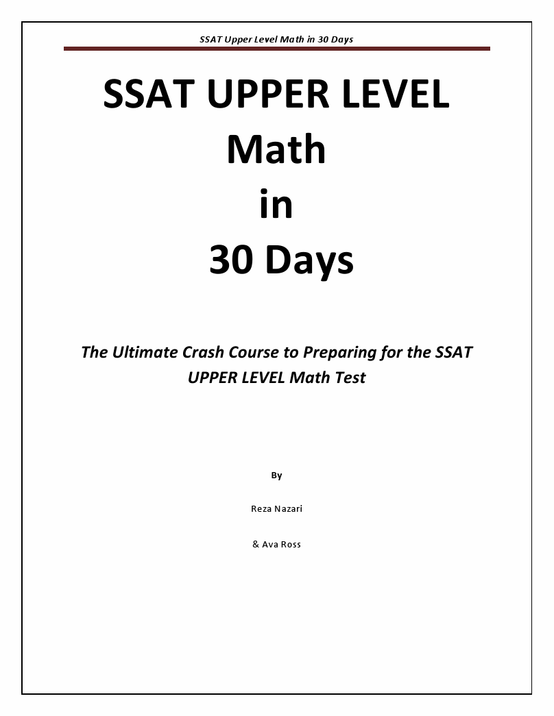 SSAT UPPER LEVEL Math in 30 Days: The Ultimate Crash Course to ...