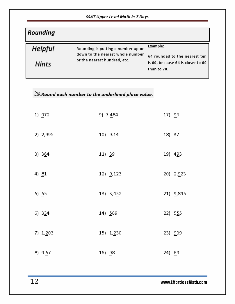 SSAT UPPER LEVEL Math in 7 Days: Step-By-Step Guide to Preparing for ...