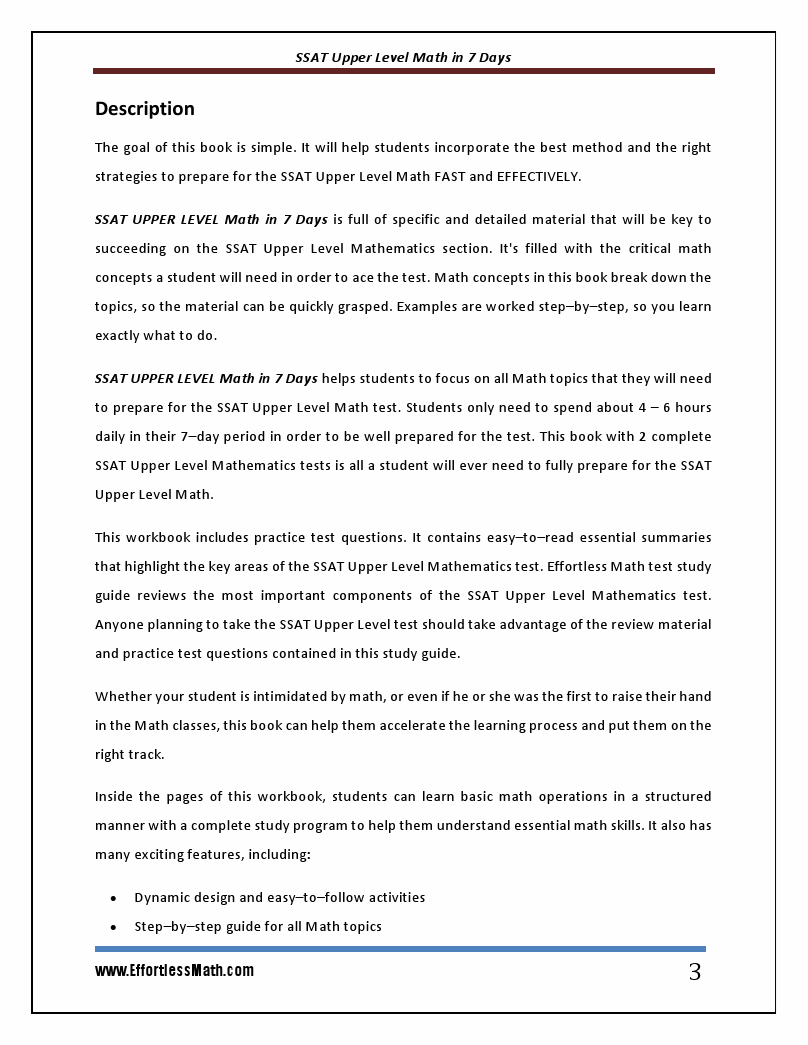 SSAT UPPER LEVEL Math in 7 Days: Step-By-Step Guide to Preparing for ...