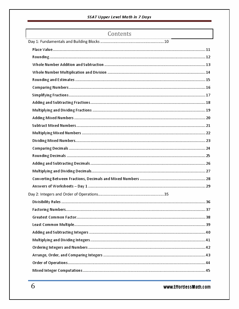 SSAT UPPER LEVEL Math in 7 Days: Step-By-Step Guide to Preparing for ...
