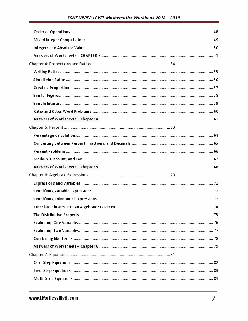 SSAT UPPER LEVEL Mathematics Workbook 2018 – 2019: A Comprehensive ...