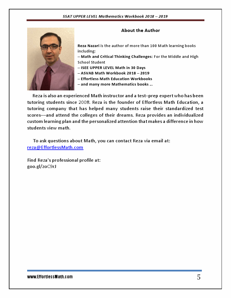 SSAT UPPER LEVEL Mathematics Workbook 2018 – 2019: A Comprehensive ...