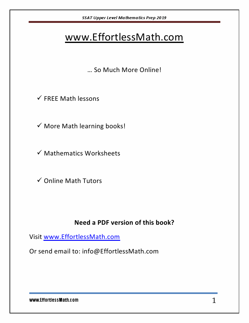 SSAT Upper Level Mathematics Prep 2019: A Comprehensive Review and ...