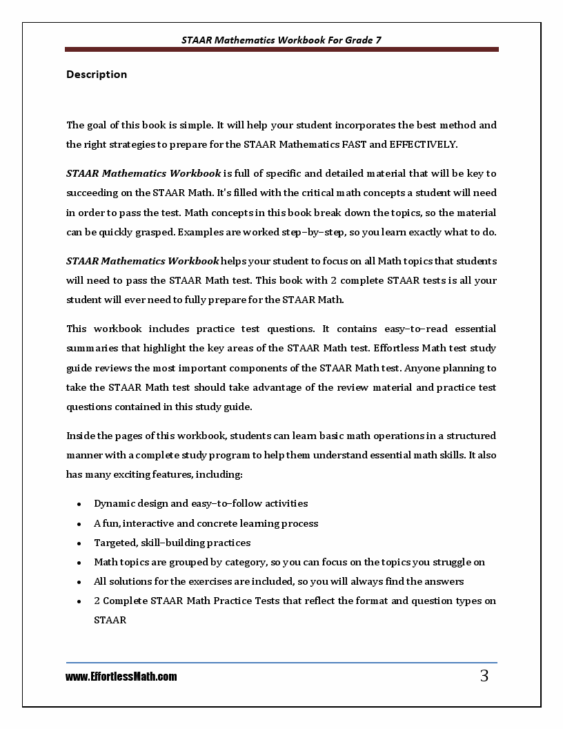 STAAR Mathematics Workbook For Grade 7: Step-By-Step Guide to Preparing ...