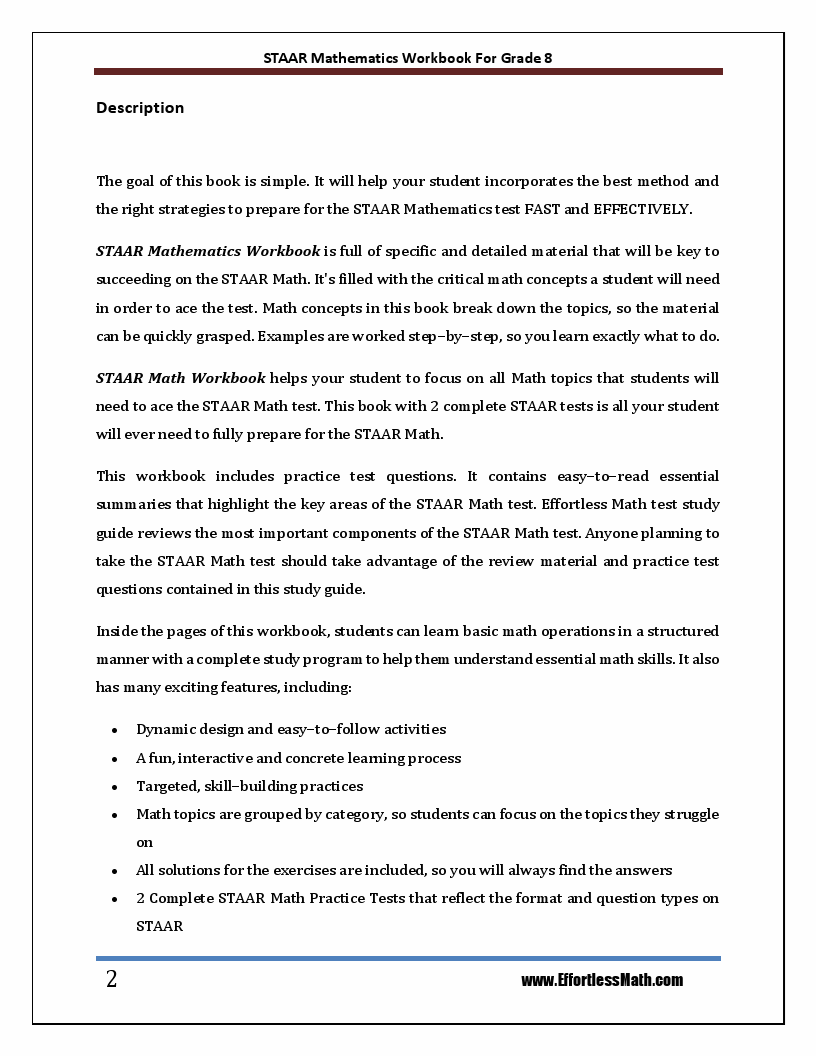 STAAR Mathematics Workbook For Grade 8: Step-By-Step Guide to Preparing ...
