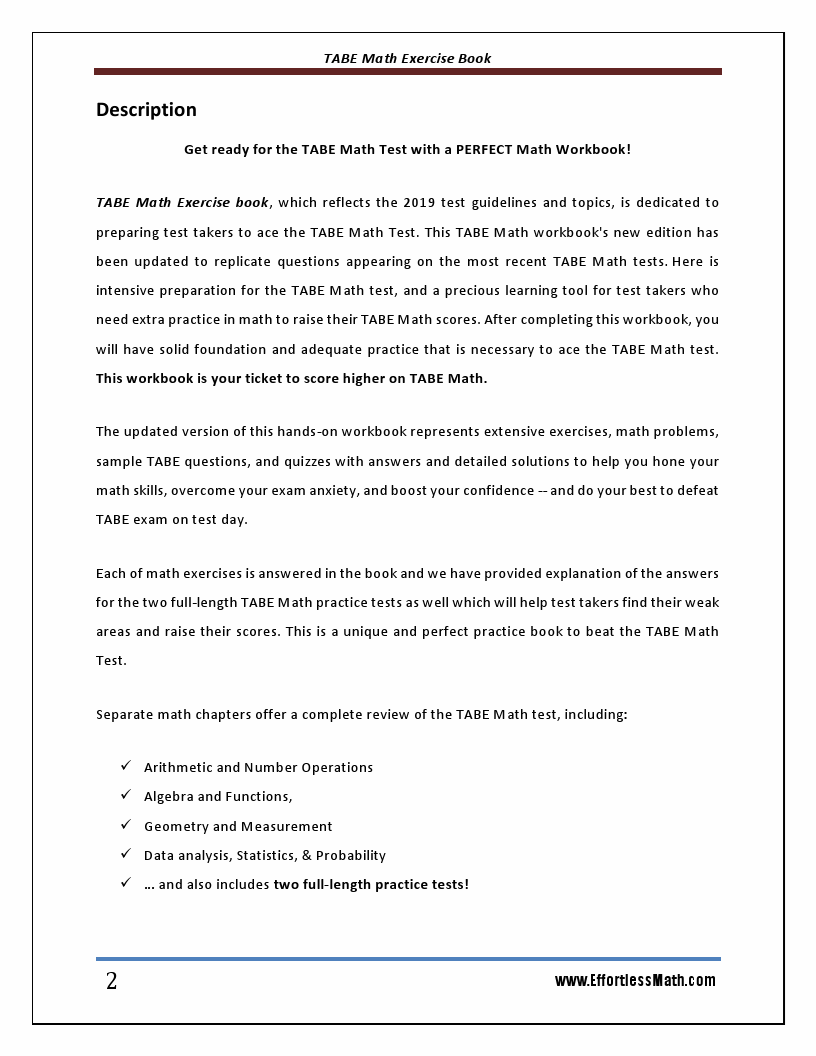 TABE Math Exercise Book: Student Workbook and Two Realistic TABE Math ...